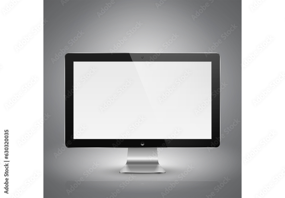 Realistic vector illustration of computer monitor with blank screen ...