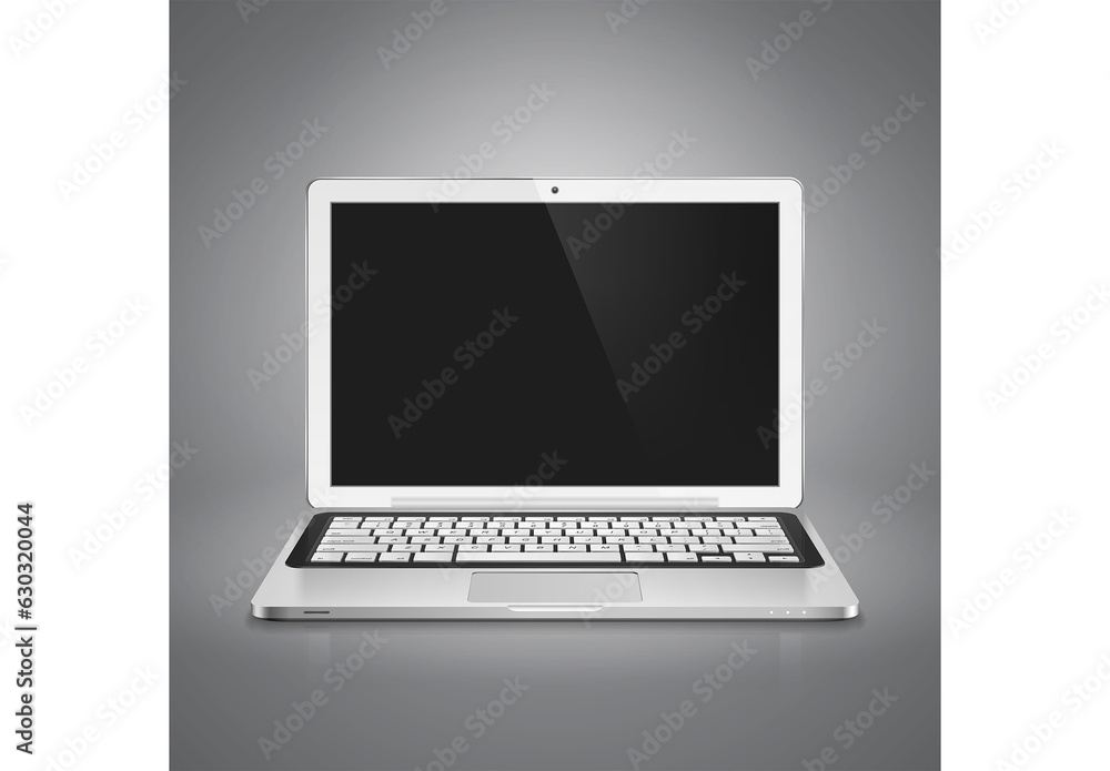 High detailed realistic vector illustration of modern laptop with black ...