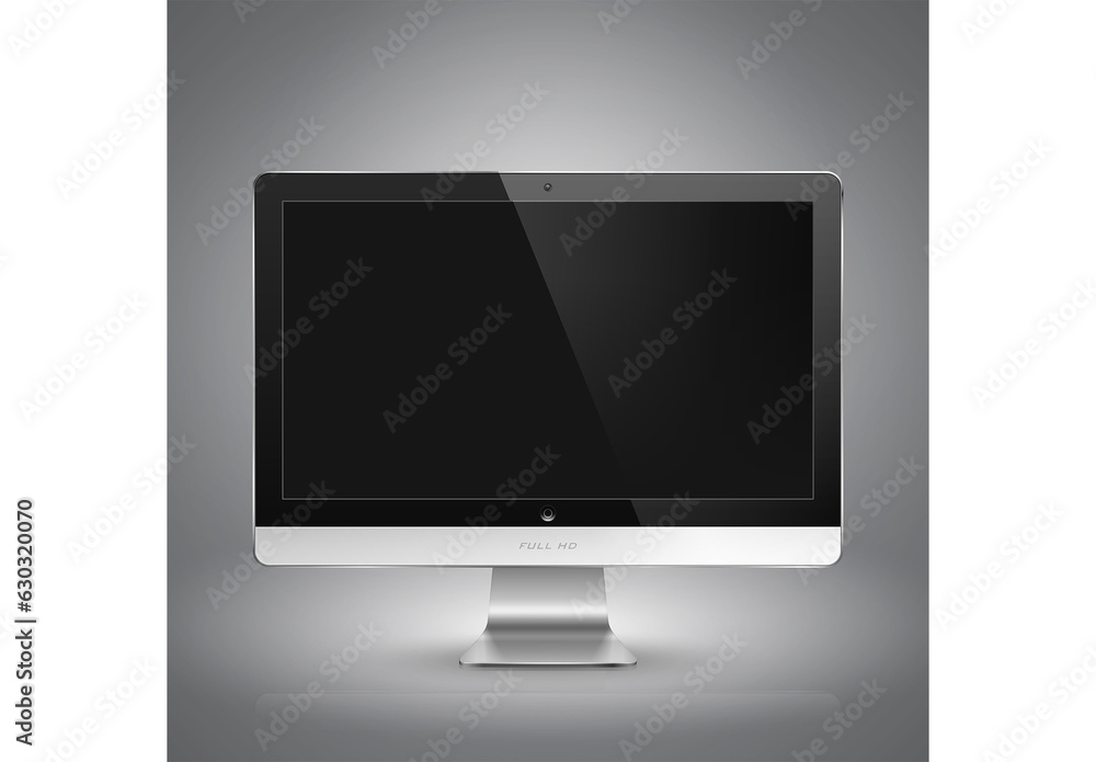 Realistic vector illustration of computer monitor with blank screen ...