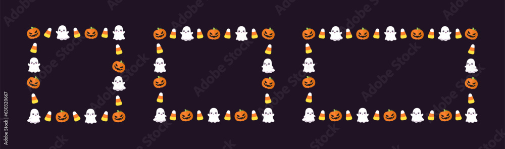 Cute Square and Rectangle Halloween frame template set. Halloween ...