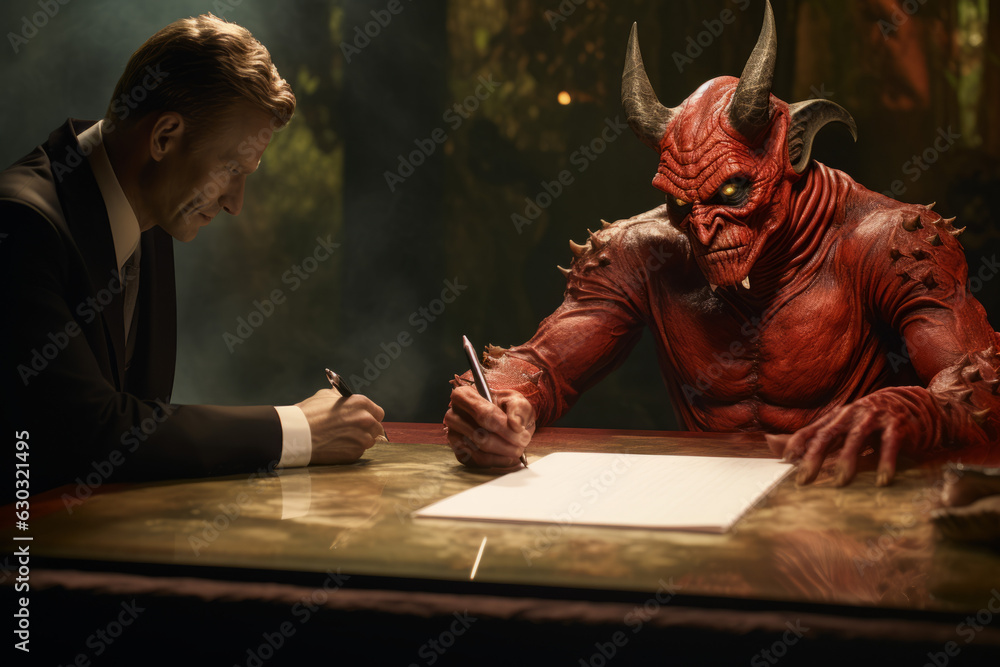 Sign a contract with the devil Stock Photo | Adobe Stock