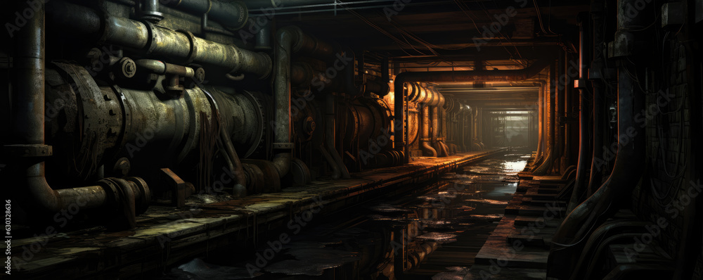 Underground sewer system pipes and dark water. Stock Photo | Adobe Stock