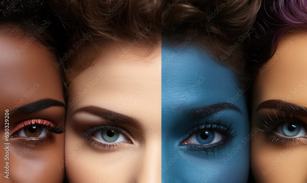 Collage with close-up female eyes of different ethnicity. Stock Photo ...