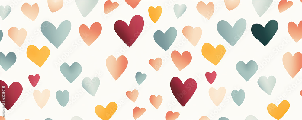 Simple hearts patterns on wide background. Minimalistic heart colored ...