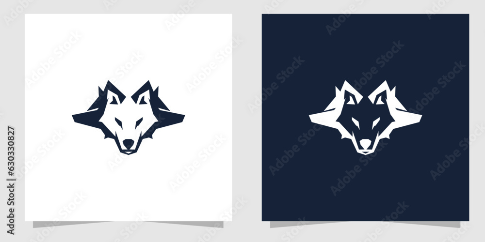 three wolf logo design Stock Vector | Adobe Stock