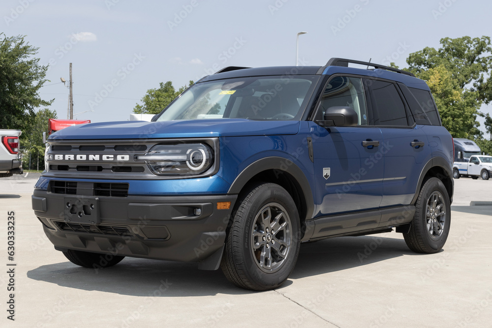 Ford Bronco display at a dealership. Ford offers the Bronco in Heritage ...