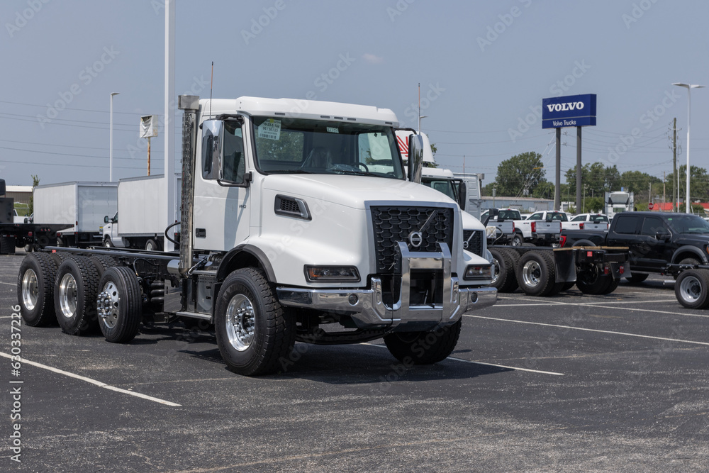 Volvo Semi Tractor Trailer Big Rig Truck display at a dealership. Volvo ...