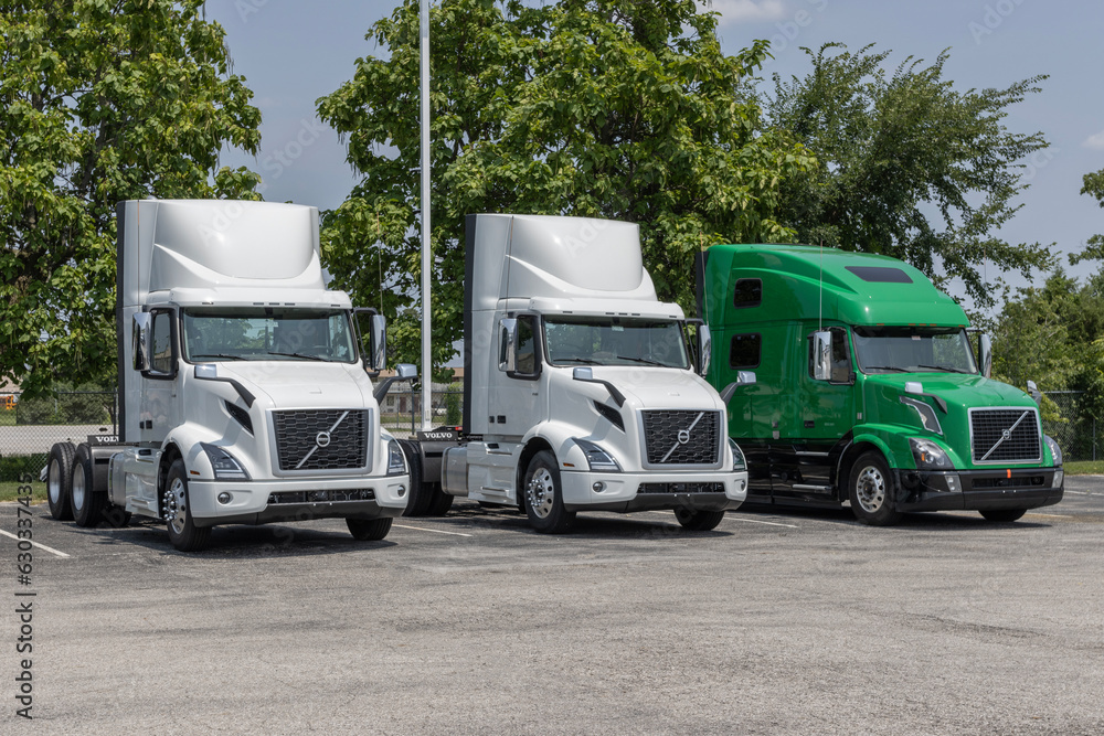 Volvo Semi Tractor Trailer Big Rig Truck display at a dealership. Volvo ...