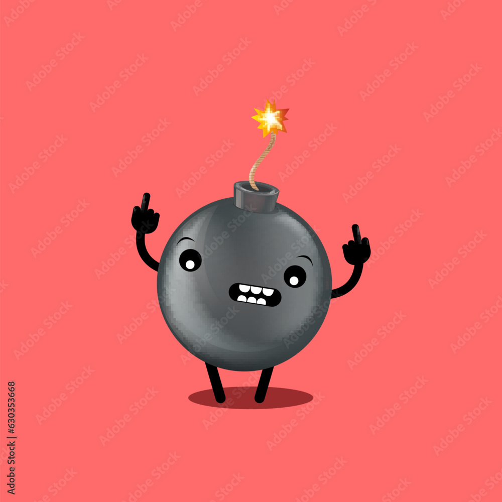 Cartoon retro bomb characters isolated on pink background. Funky tiny ...
