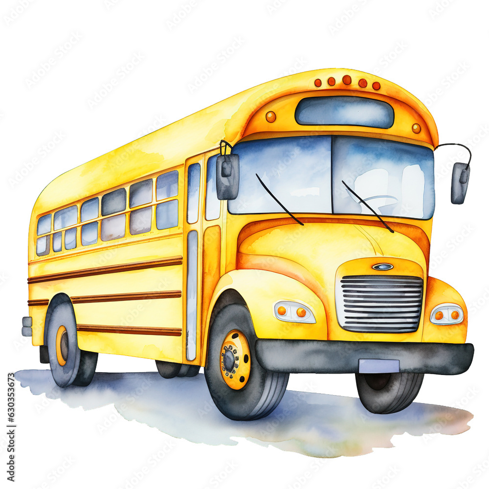 School Bus Clipart, Back to School Element Watercolor Clipart on ...