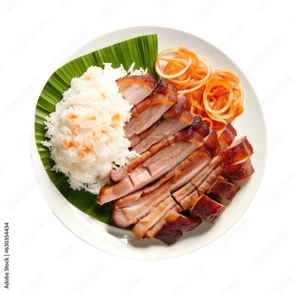 Lechon Filipino Cuisine On White Plate On Isolated Transparent ...