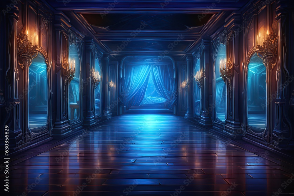 Corridor interior with magic mirror. Ai art Stock Illustration | Adobe ...