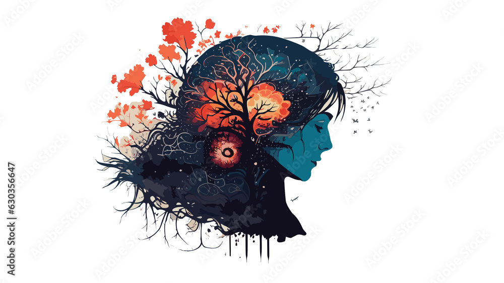 Empathetic Depression Women Illustration: Mental Health Awareness ...