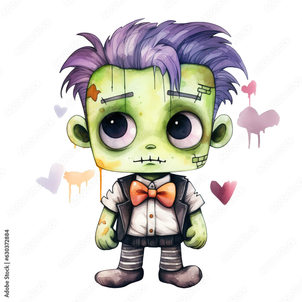 Cute Frankenstein Clipart, Halloween Kawaii Element Clipart on ...