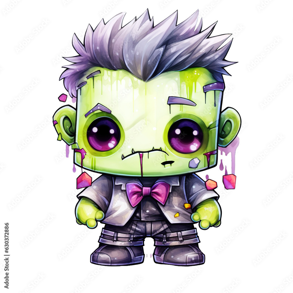 Cute Frankenstein Clipart, Halloween Kawaii Element Clipart on ...