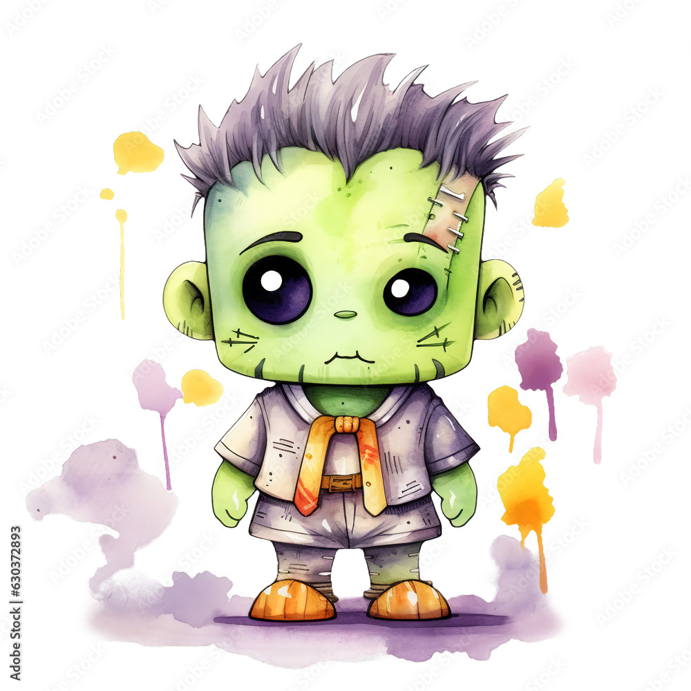 Cute Frankenstein Clipart, Halloween Kawaii Element Clipart on ...