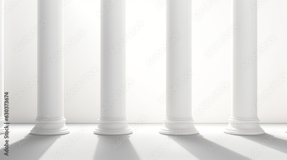 Minimalistic light background with white marble pillar and Doric rhythm ...