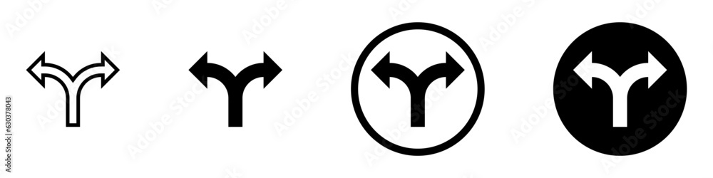 Double Arrow. Two Arrows. Fork path. Arrow symbol. Two path way Stock ...
