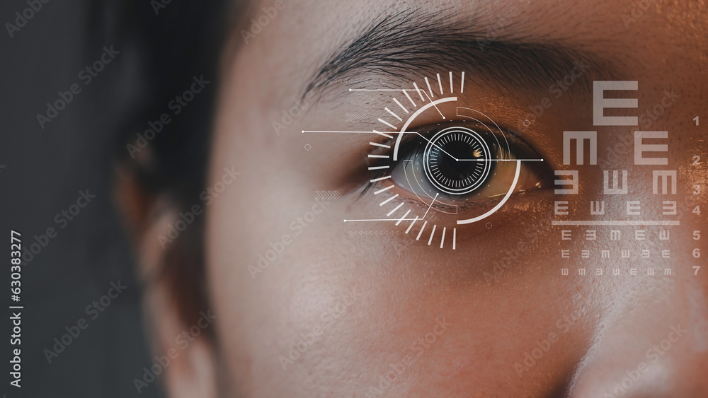 Macro female eye and laser beam during visual acuity correction with ...