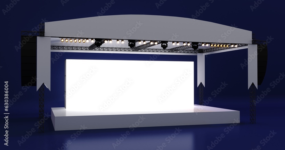 Stage rigging truss system with blank backdrop concert performance ...