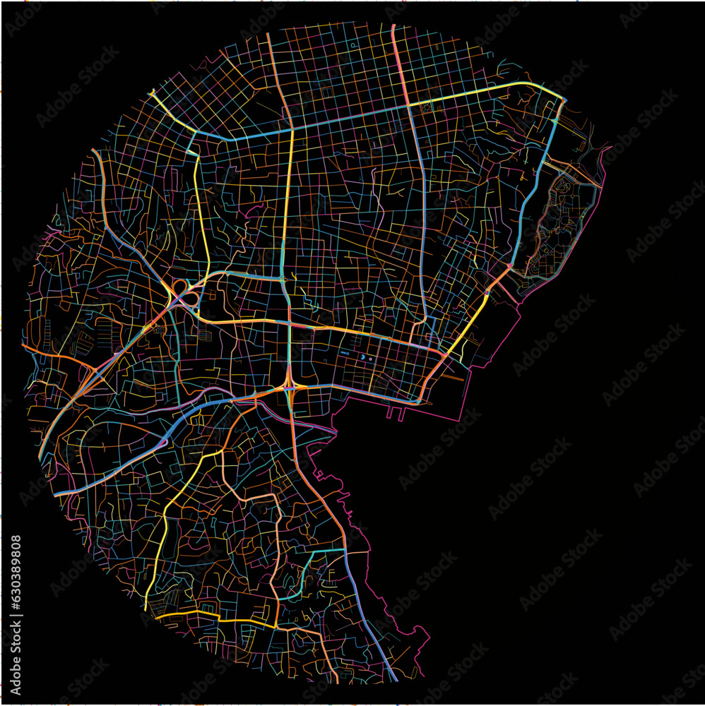 Colorful Map of Maracaibo with all major and minor roads. Stock Vector ...