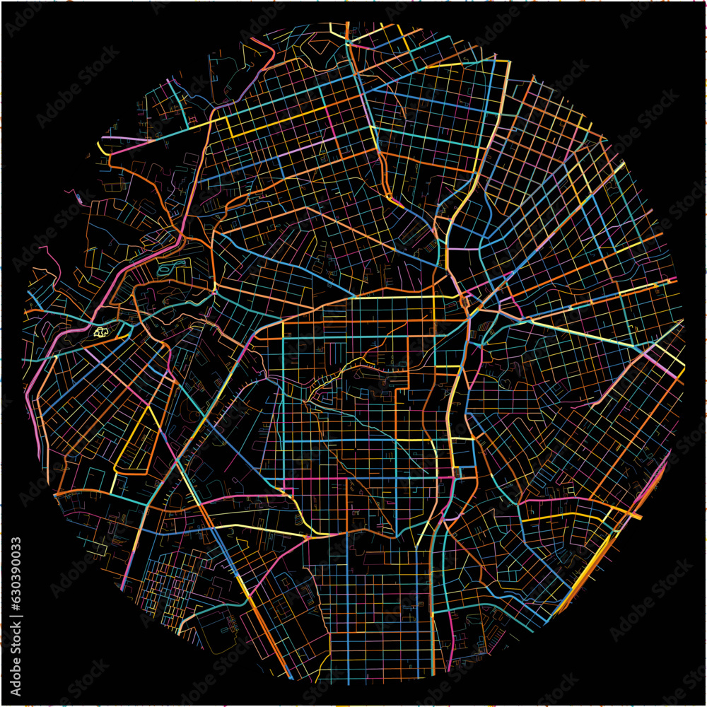 Vetor de Colorful Map of Curitiba with all major and minor roads. do ...