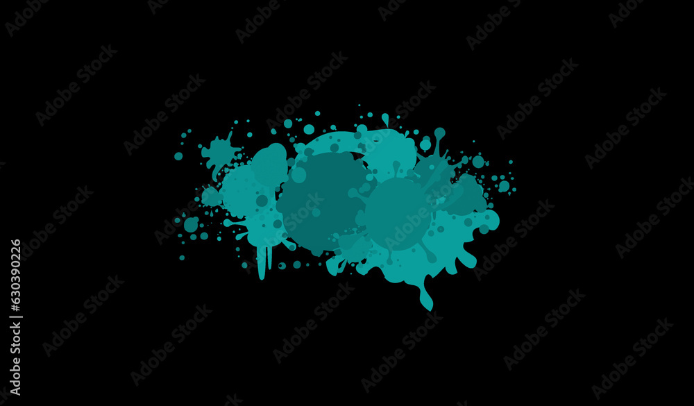 Top view, Abstract texture of paint splash brushes cyan color isolated ...