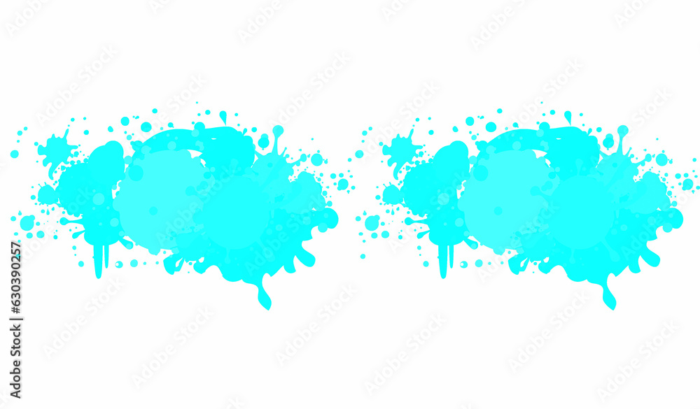 Top view, Abstract texture of paint splash brushes cyan color isolated ...