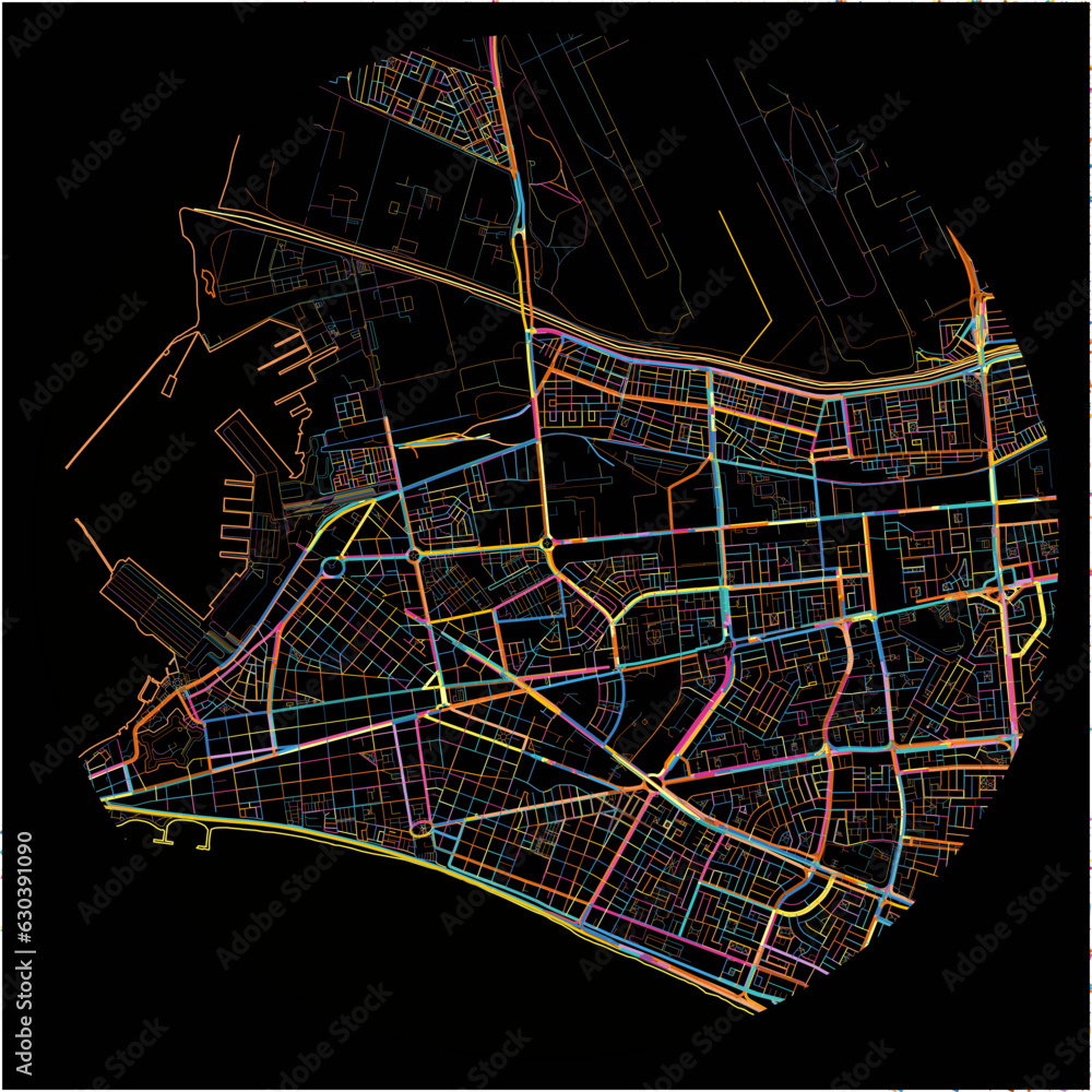 Colorful Map of Callao with all major and minor roads. Stock Vector ...