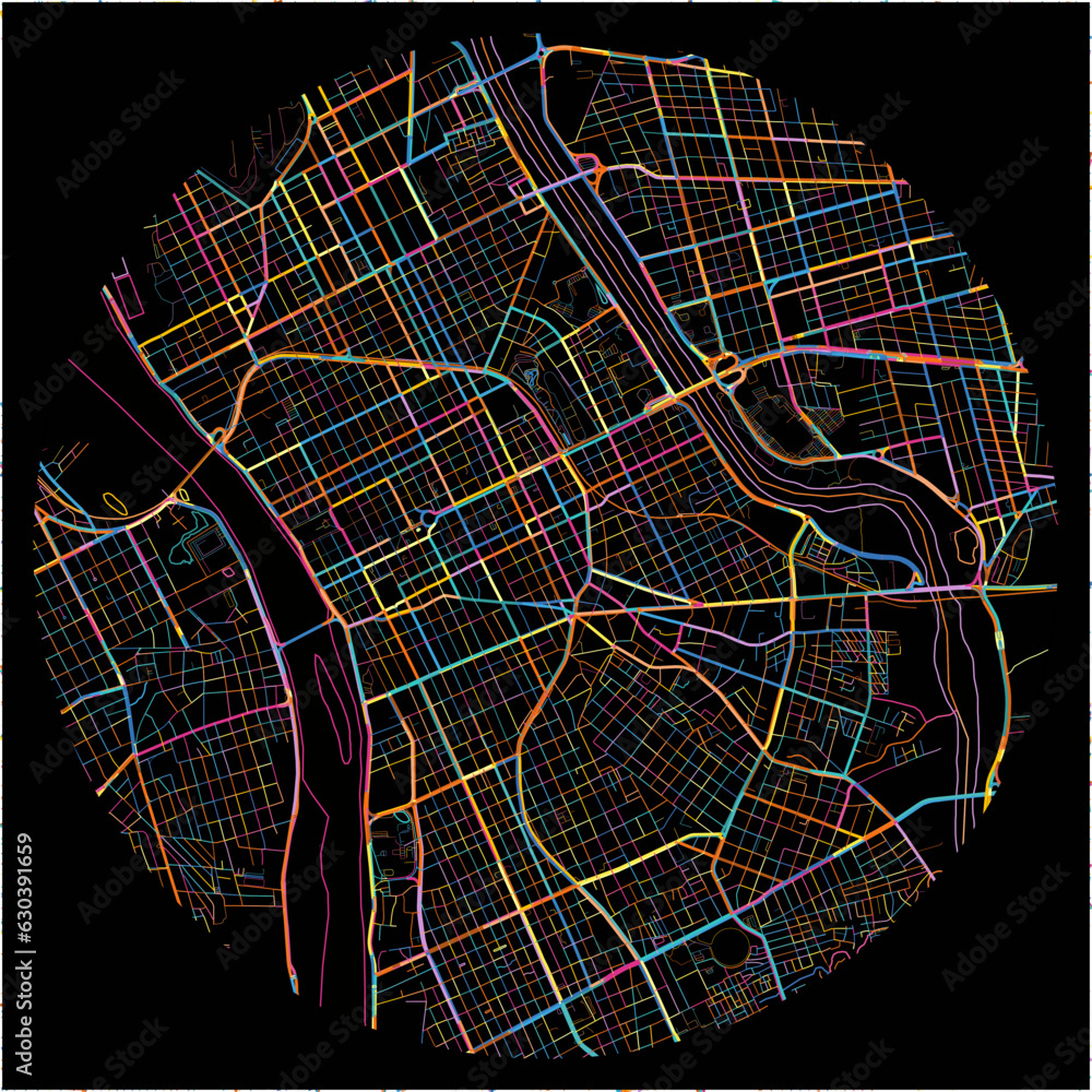 Vetor de Colorful Map of Teresina with all major and minor roads. do ...