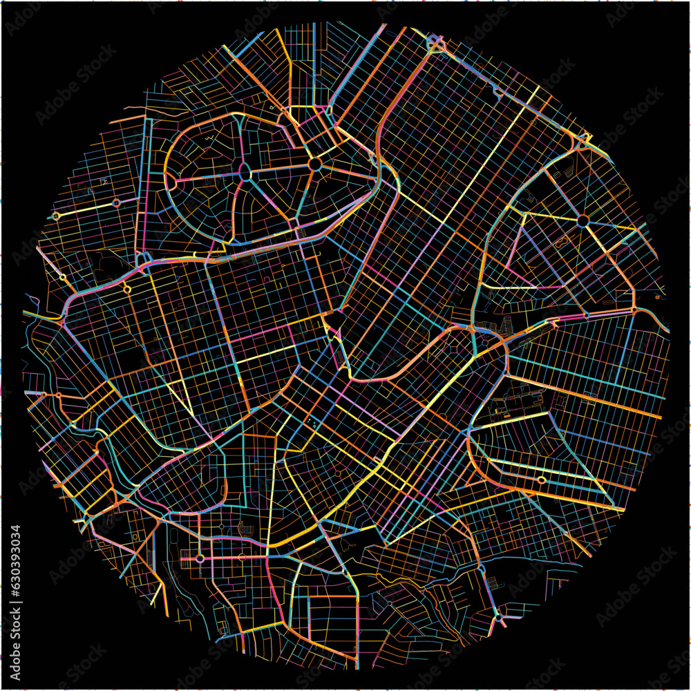 Colorful Map of Uberlandia with all major and minor roads. Stock Vector ...