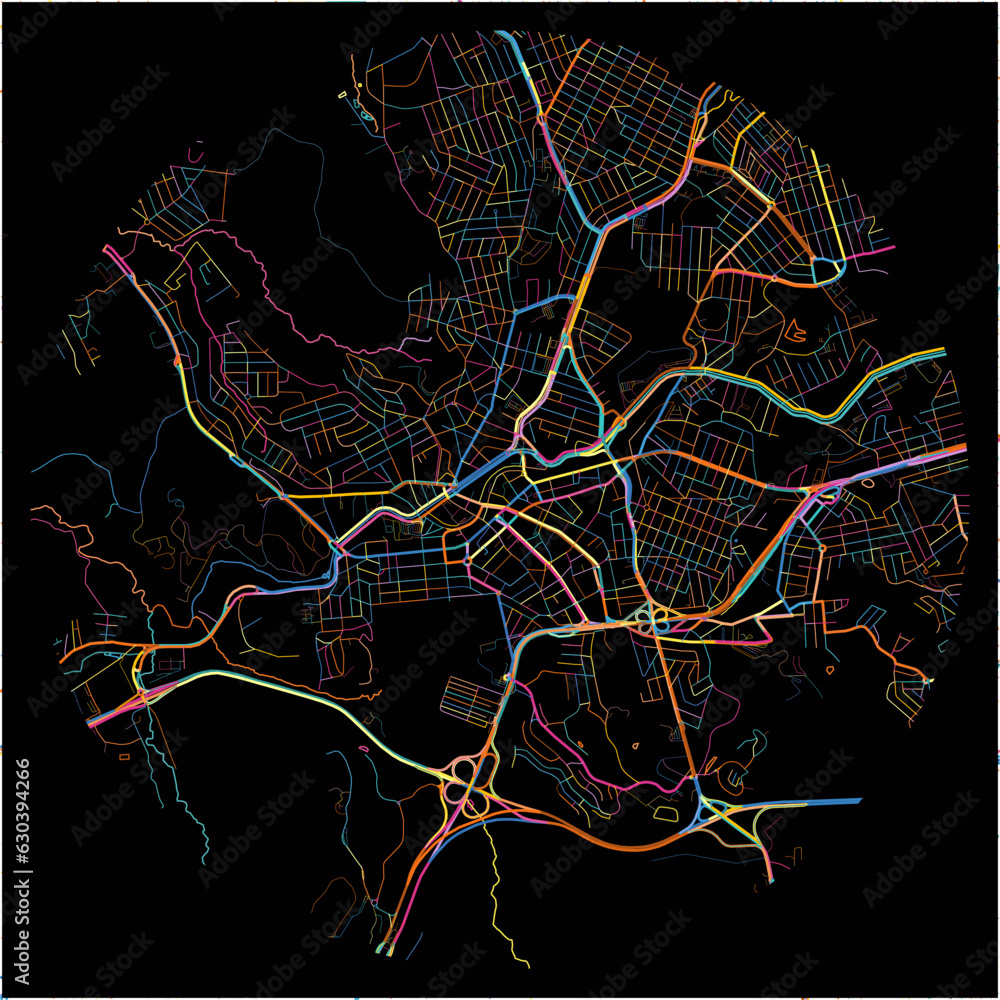 Colorful Map of Betim with all major and minor roads. vector de Stock ...