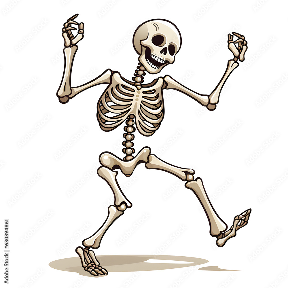 ภาพประกอบสต็อก Cartoon clipart of creepy skeleton dancing, transparent ...