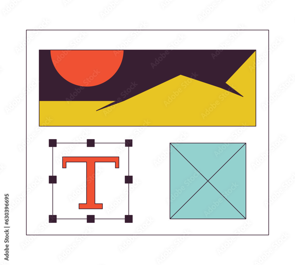 Graphic designer software flat line color isolated vector object. Add ...