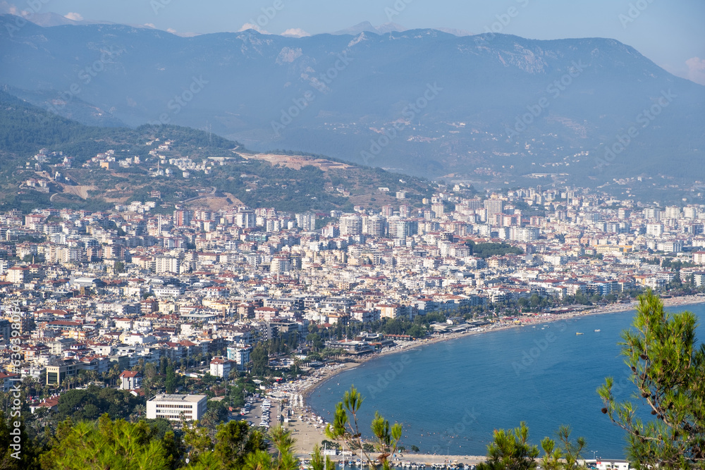 Enjoy the stunning view of Alanya from the observation deck, with lush ...
