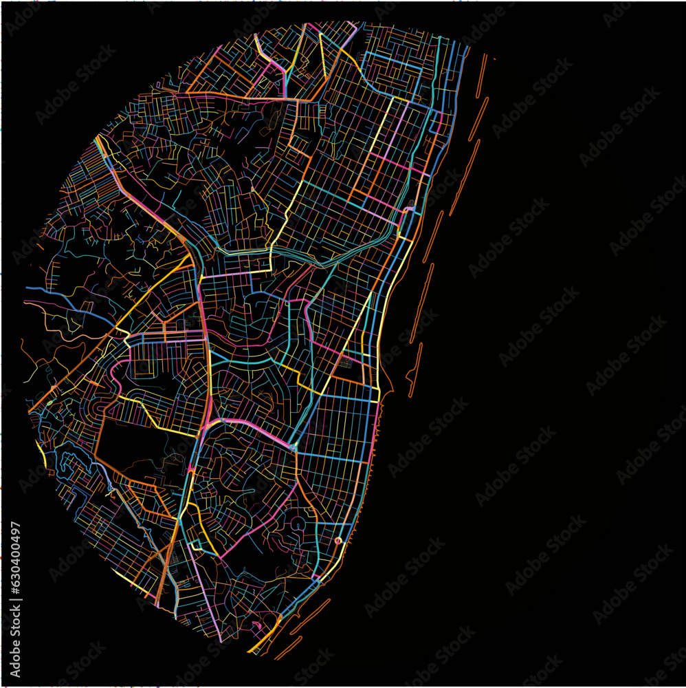 Vetor de Colorful Map of Olinda with all major and minor roads. do ...