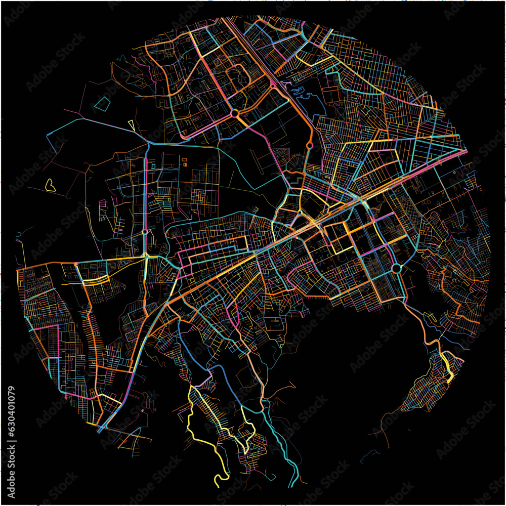 Vetor de Colorful Map of Soacha with all major and minor roads. do ...