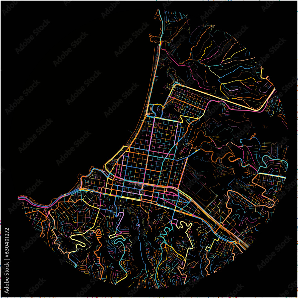 Colorful Map of VinadelMar with all major and minor roads. Stock Vector ...