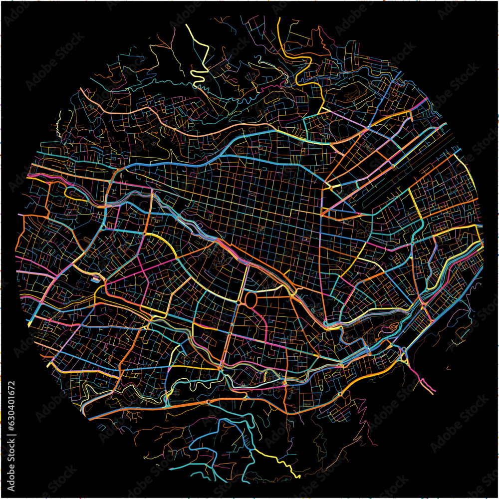 Colorful Map of Cuenca with all major and minor roads. Stock Vector ...