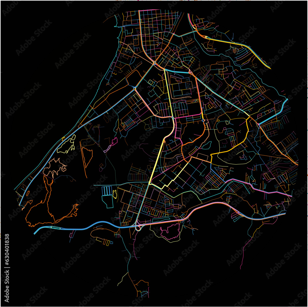 Colorful Map of Cumana with all major and minor roads. vector de Stock ...