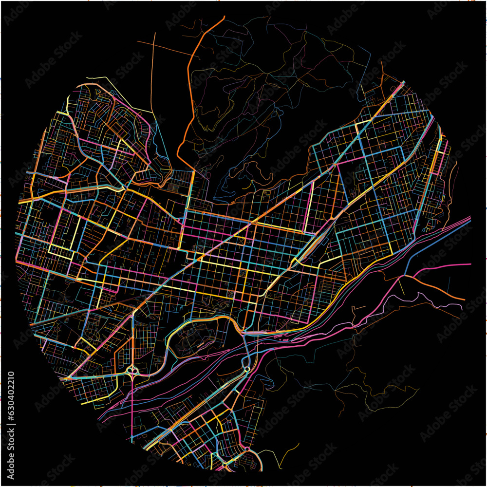 Colorful Map of Temuco with all major and minor roads. vector de Stock ...