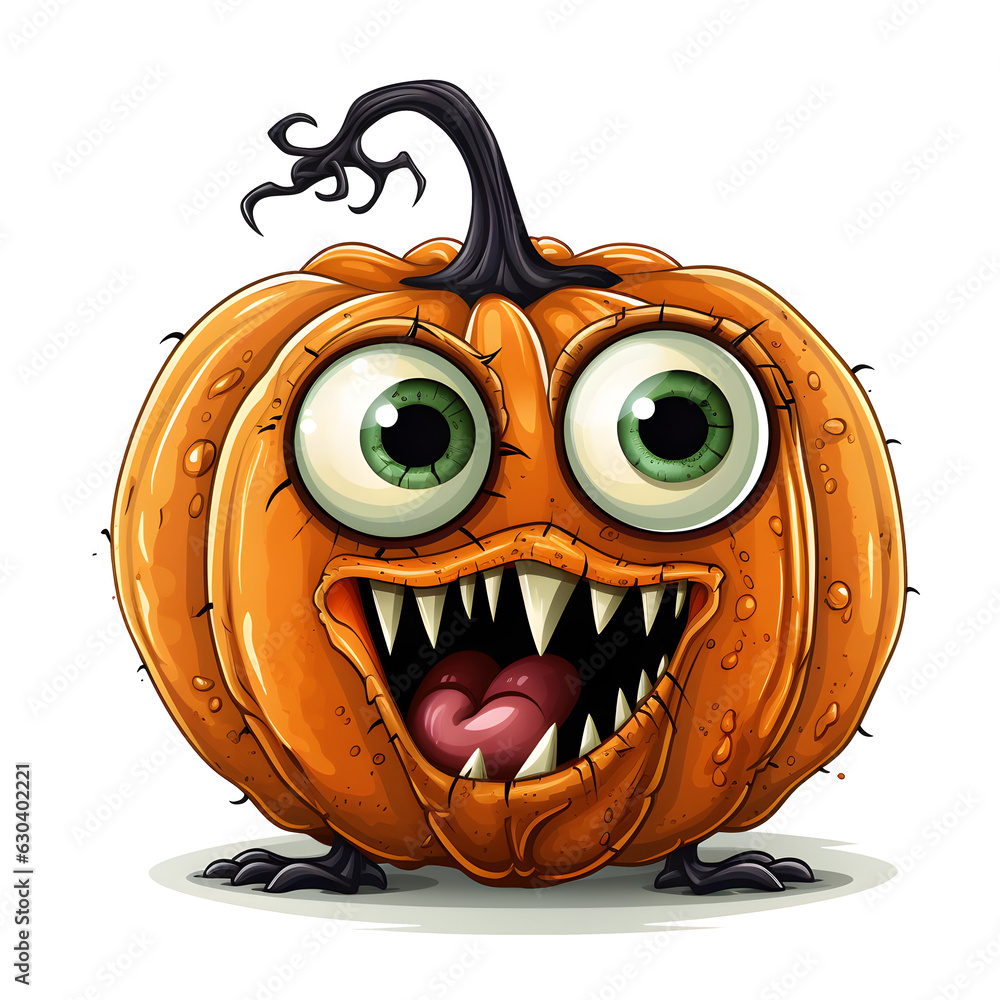 Cartoon clipart of silly pumpkin with googly eyes, transparent ...