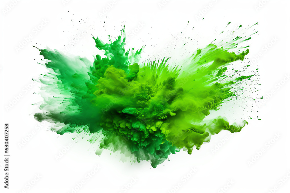 Green paint splash explosion smoke cloud isolated on transparent ...
