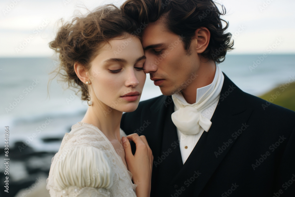 male/female woman/man model/couple in love in magazine editorial ...