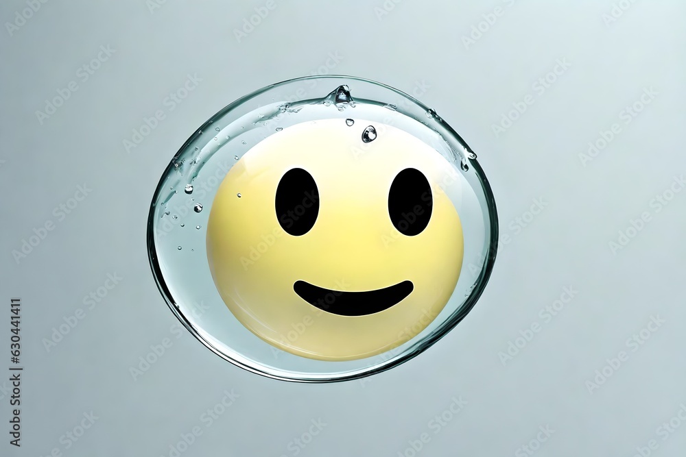 smiley emoji in the water drop, By Generative Ai technology Stock ...