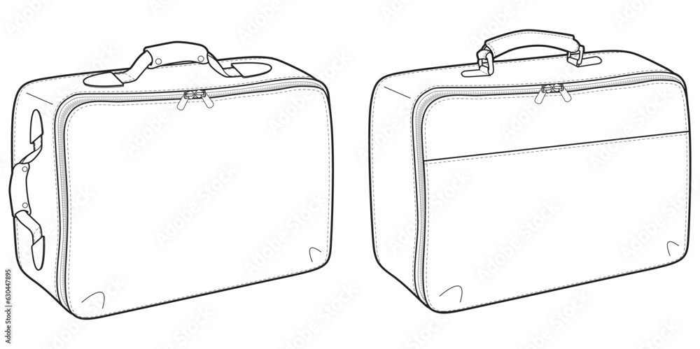 Set of Baggage bag flat sketch fashion illustration drawing template ...
