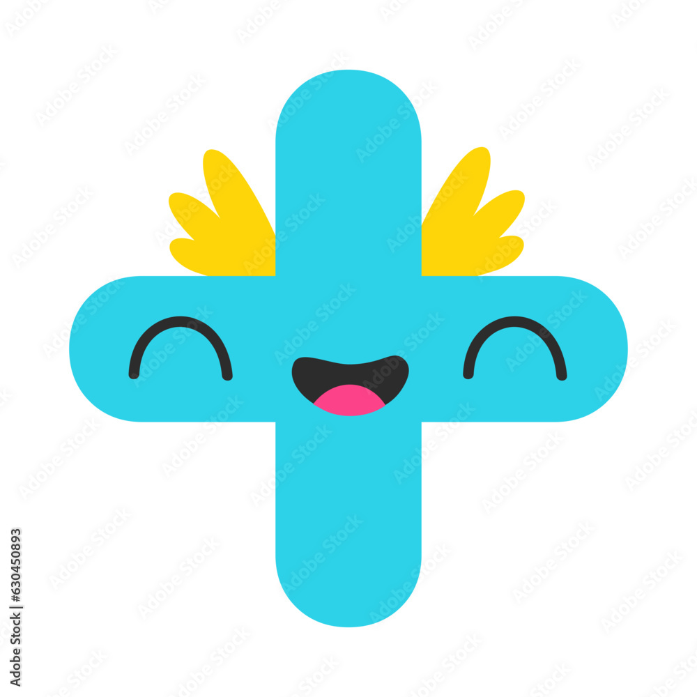 Funny Blue Plus Sign Mathematical Operation Symbol with Eye Vector ...