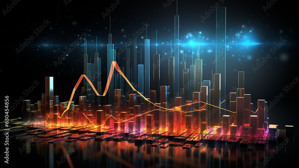 Data Mirage Immersive Holographic 3D Fintech Financial Charts Revealing ...