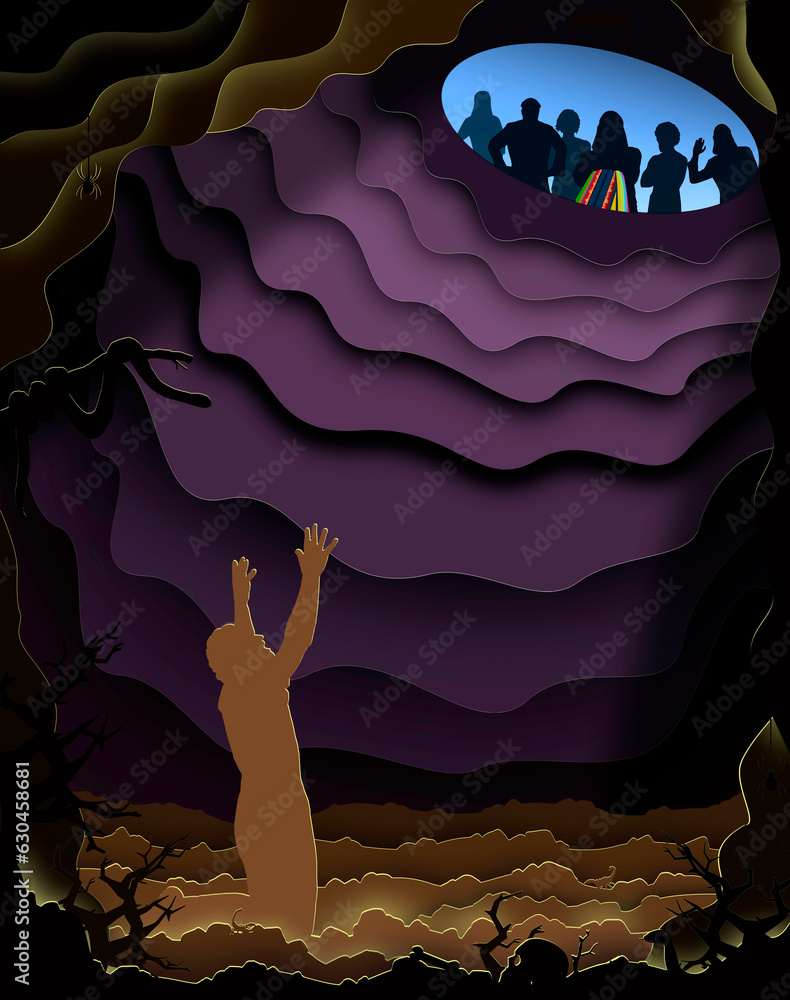 Joseph Thrown into The Pit. Paper art. Abstract, illustration ...