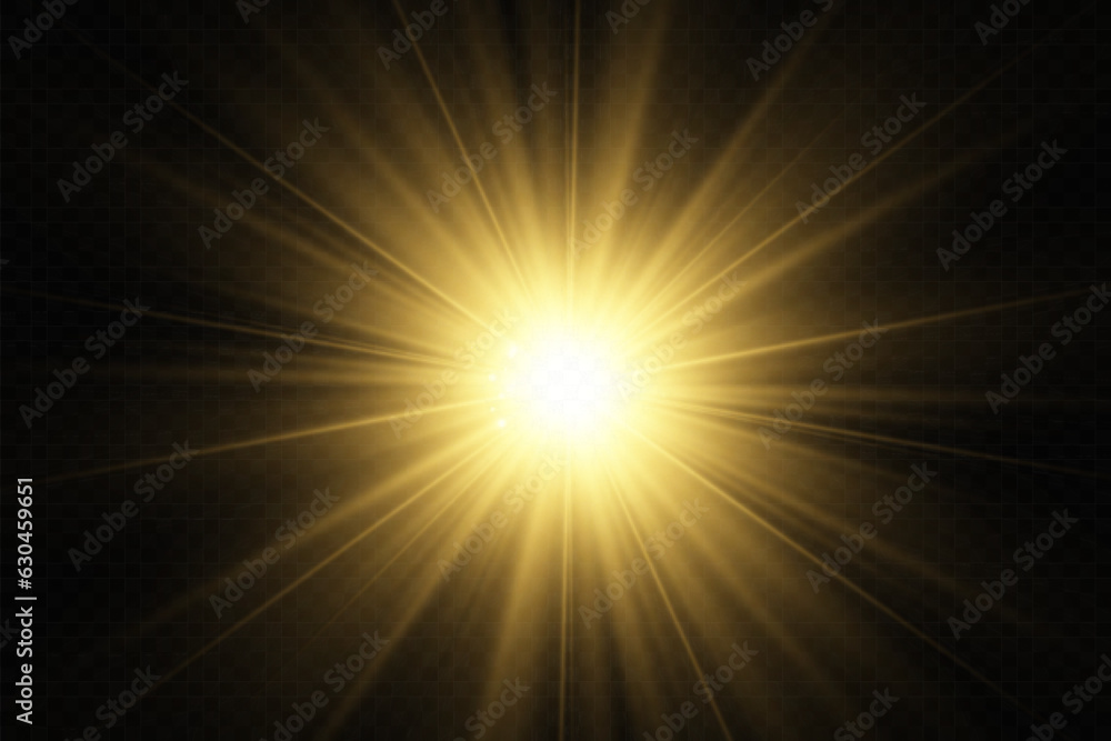 Special lens flash, light effect. The flash flashes rays and ...